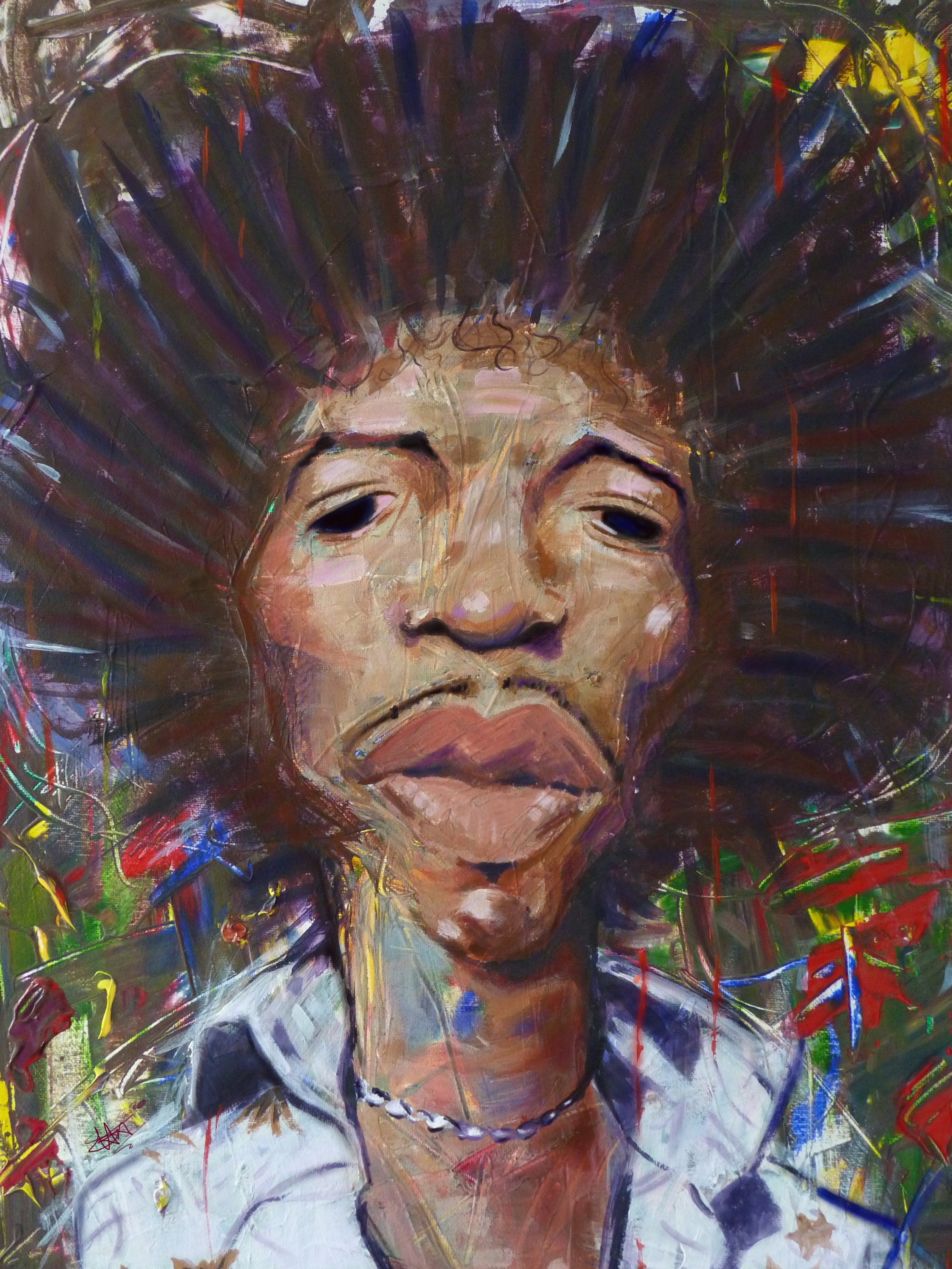 Jimi Hendrix, 18 X 22, Original Acrylic Portrait on Canvas, Music ...