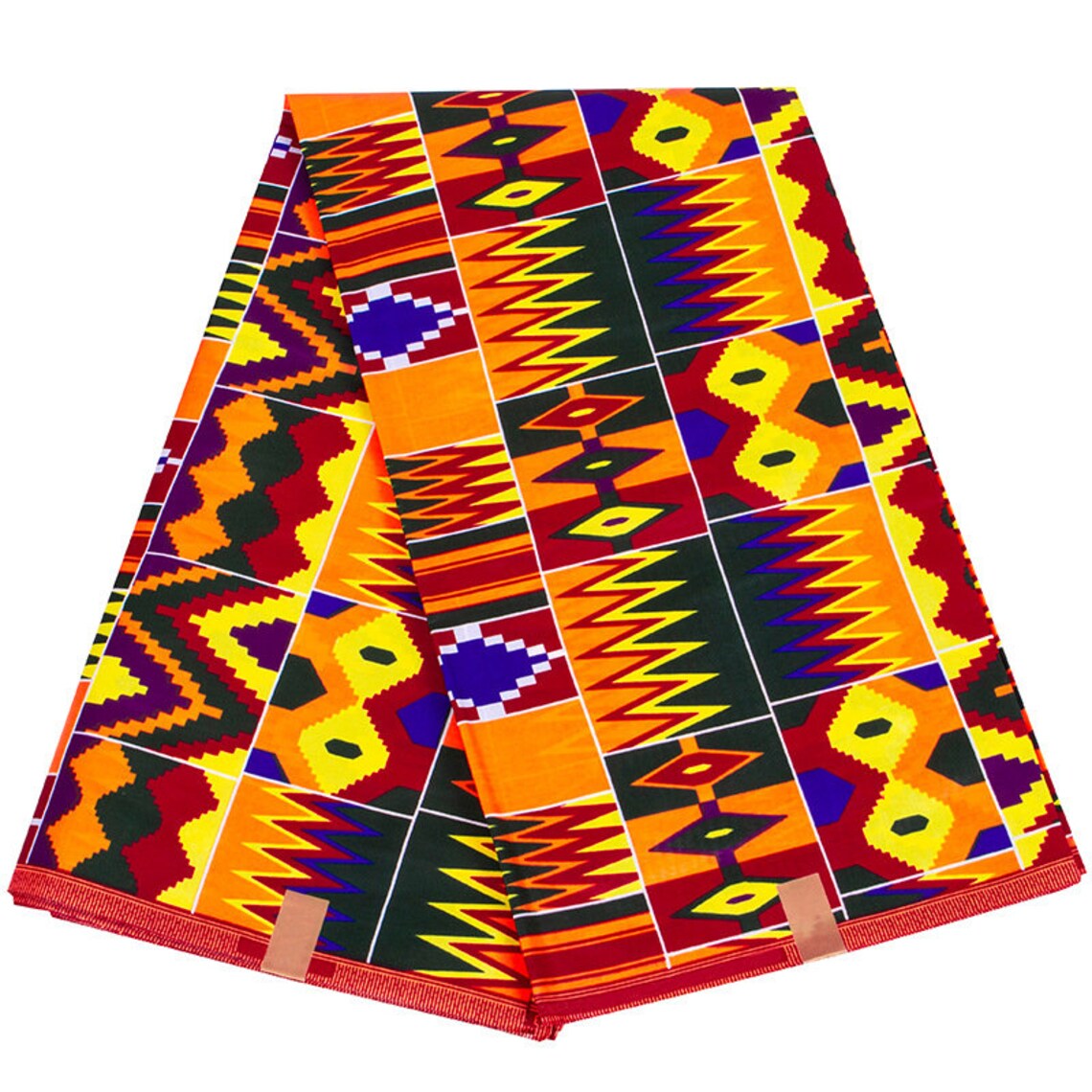 Vibrant Kente African Print Ankara Cotton Wax Print Fabric 6 Yards ...