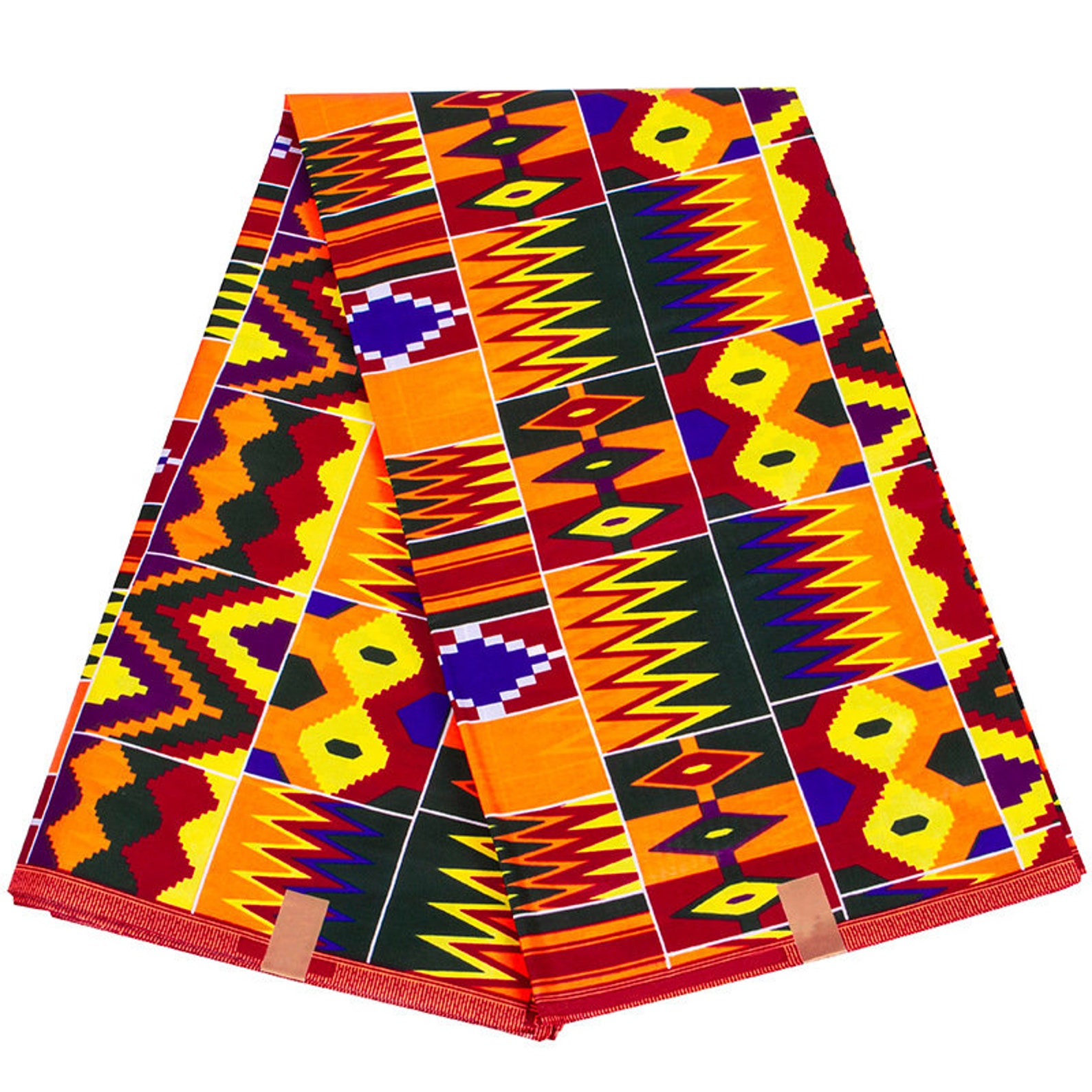 Vibrant Kente African Print Ankara Cotton Wax Print Fabric 6 Yards