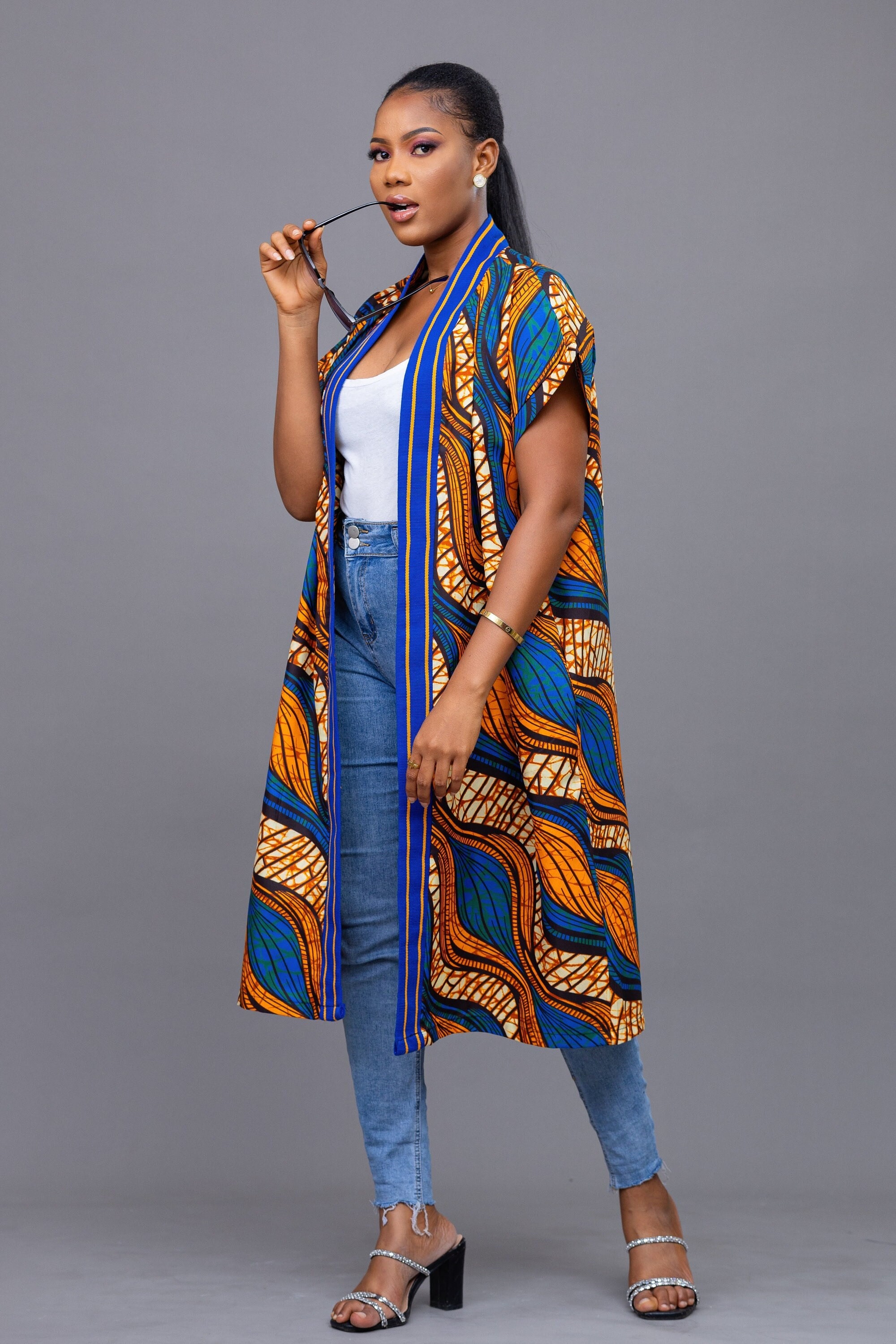 Orange and Blue African Print Ankara Kimono - Etsy