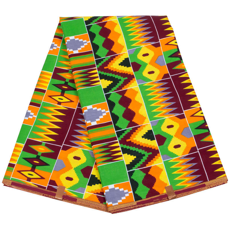 Vibrant Kente African Print Ankara Cotton Wax Print Fabric 6 Yards