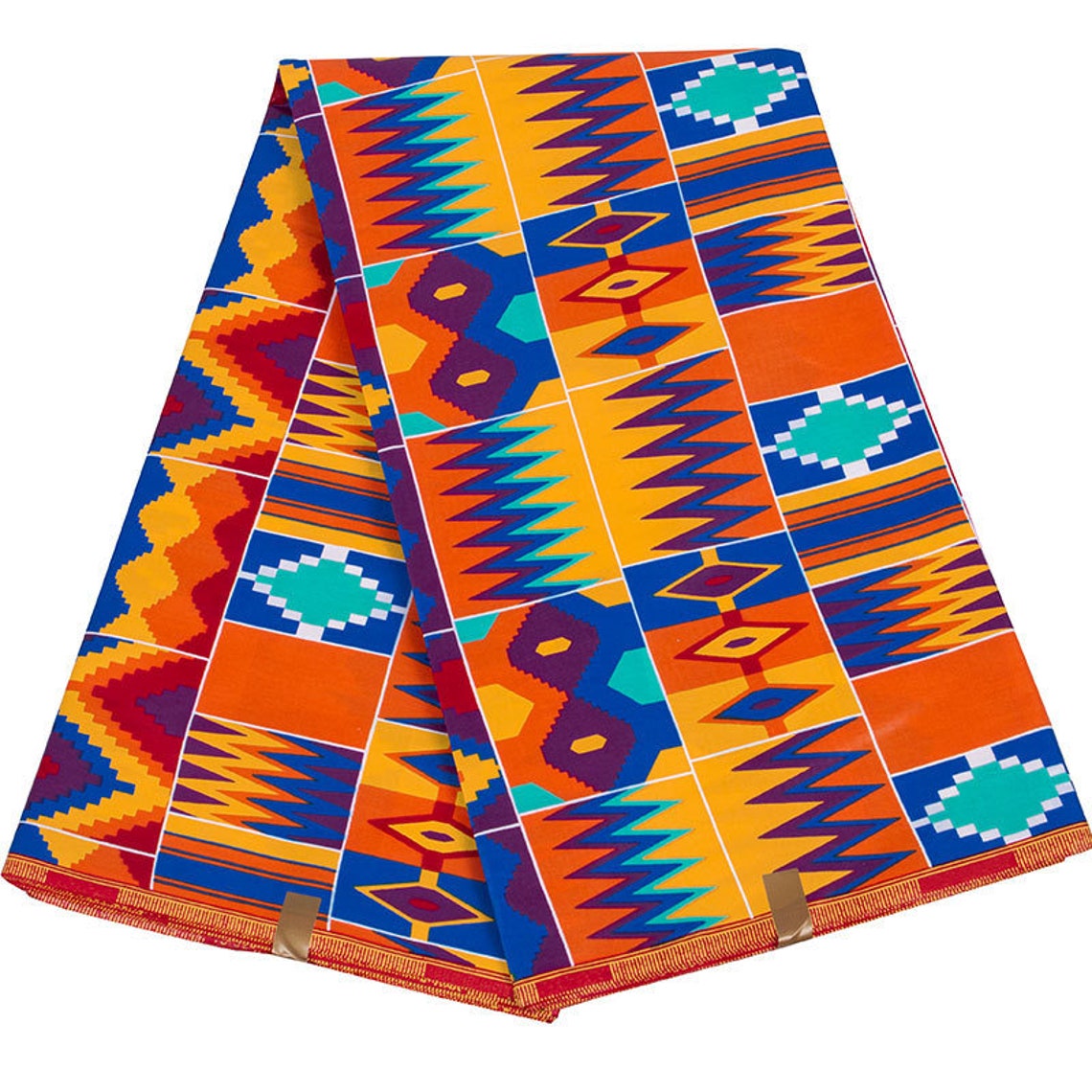 Vibrant Kente African Print Ankara Cotton Wax Print Fabric 6 Yards