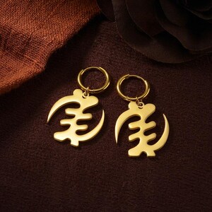 Adinkra Symbol Women's Earrings Silver and Gold Pendant Earring Adinkra ...