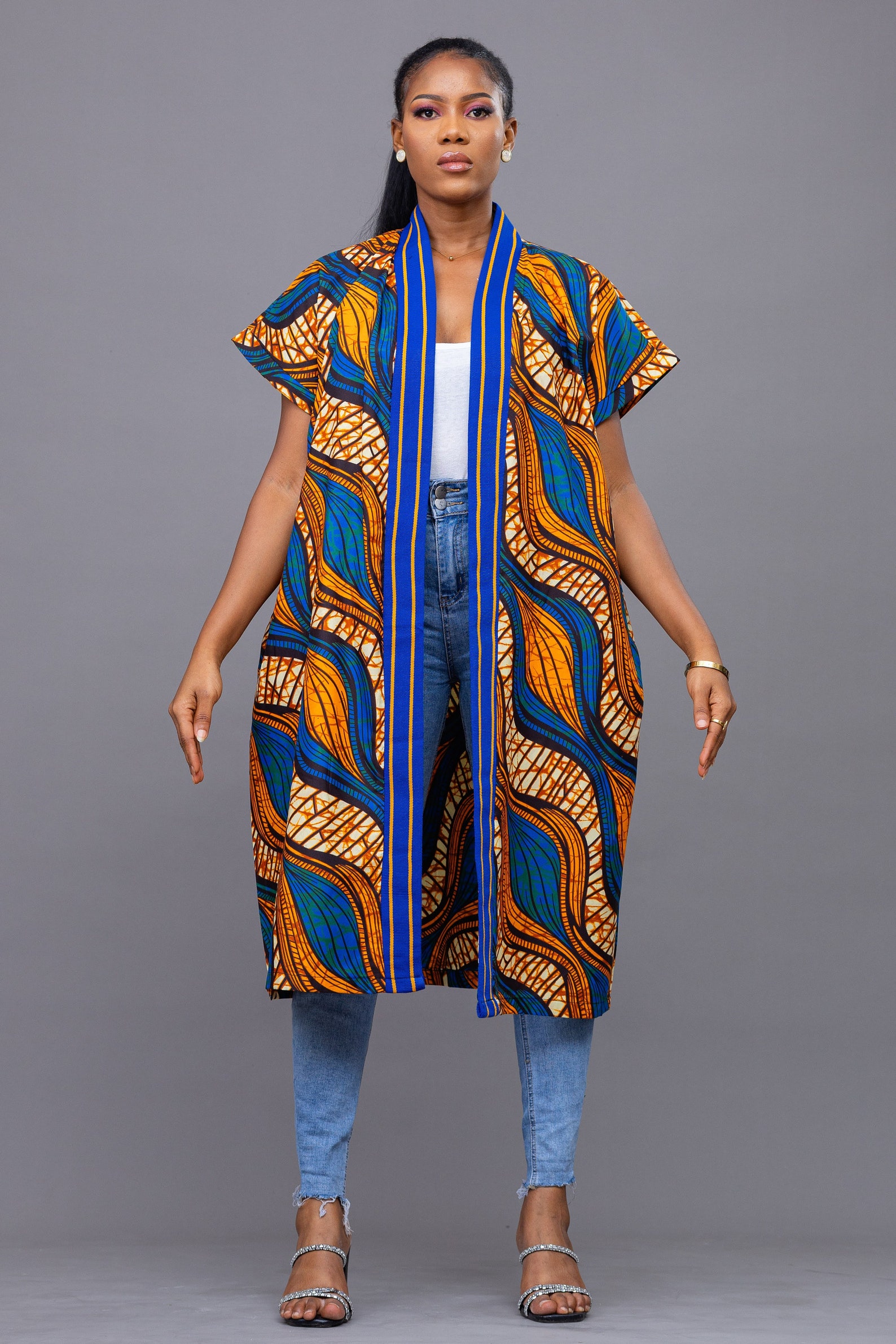 Orange and Blue African Print Ankara Kimono - Etsy