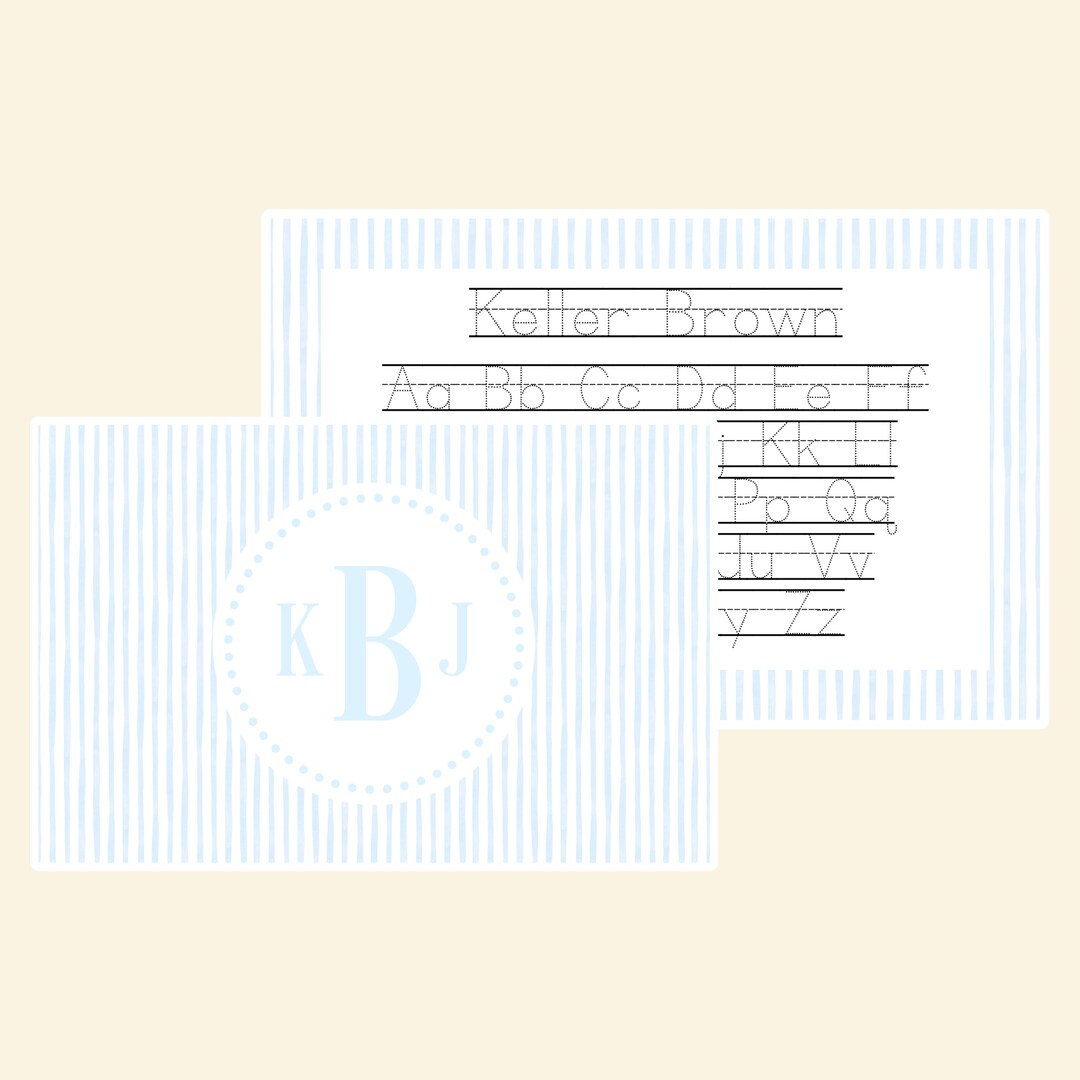 Laminated Placemat and Tracing Mat Monogram Boy Placemat Reversible ...