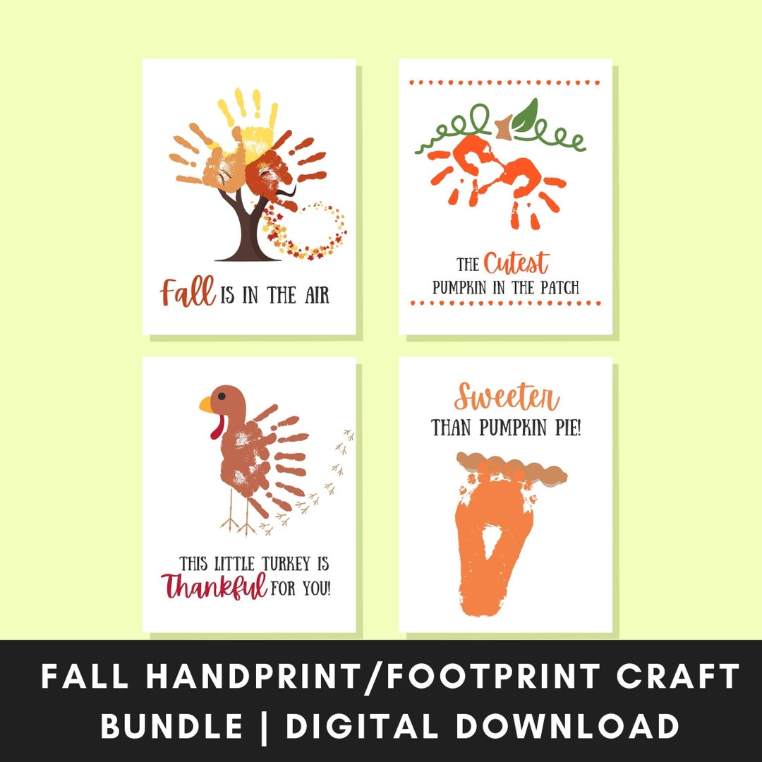 Fall Handprint Craft Bundle Halloween Pumpkin Handprint Footprint ...