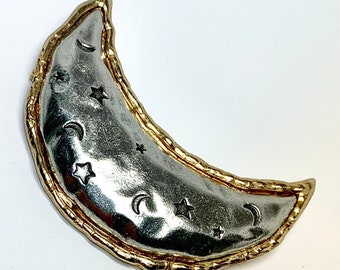Crescent moon brooch | Etsy