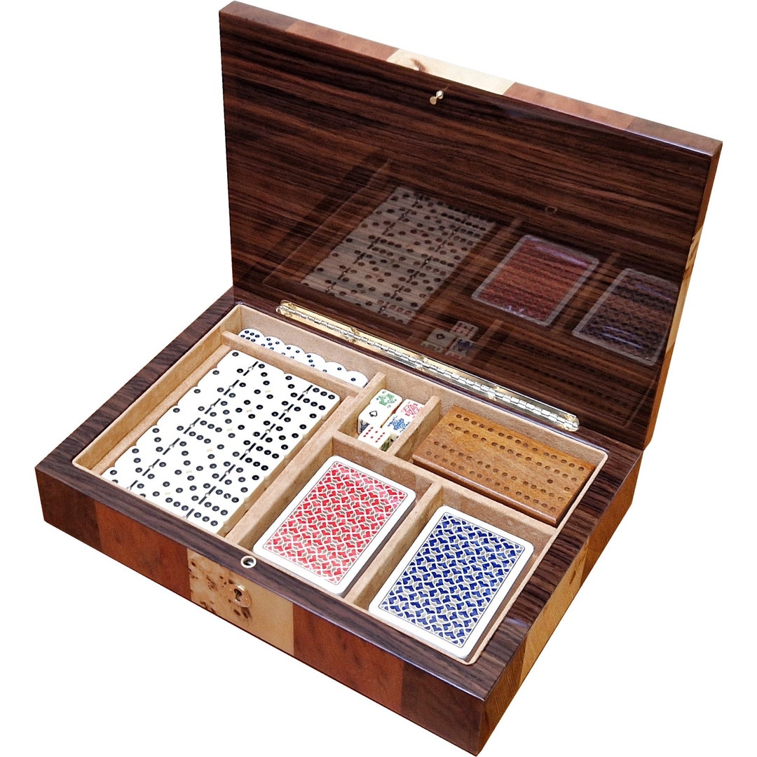 Multi Game Compendium Box Made From Maple , Walnut and Elm Burl Veneer ...