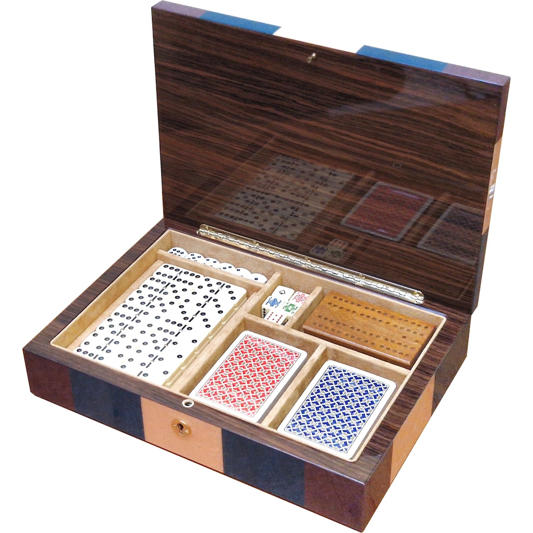 Multi-game Compendium Box in Multi Burl Veneer -luxury Games Room Gift ...