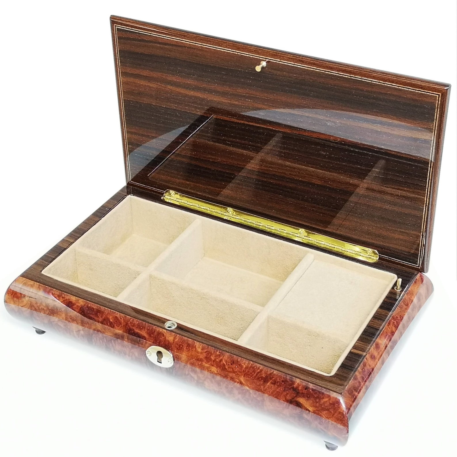 Handcrafted Wooden Elm Burl Musical Jewellery Box With - Etsy