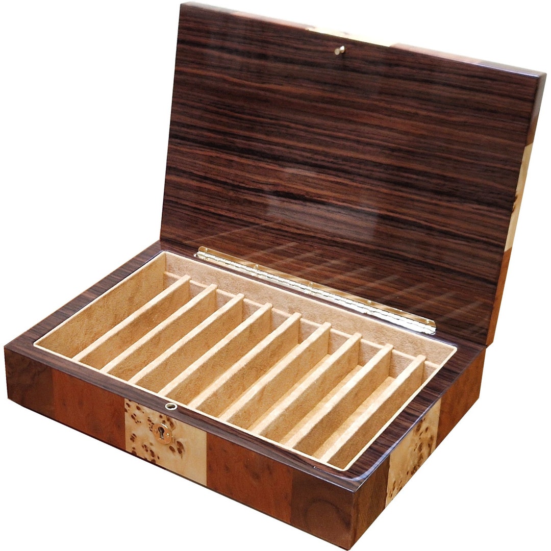 Medium 10 Pen Box Made From Maple , Walnut and Elm Burl Veneer With ...