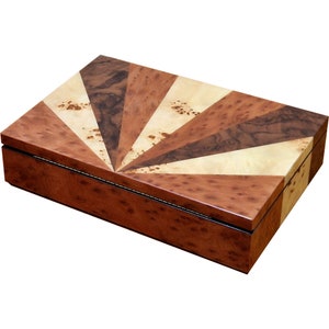 Multi Game Compendium Box Made From Maple , Walnut and Elm Burl Veneer ...
