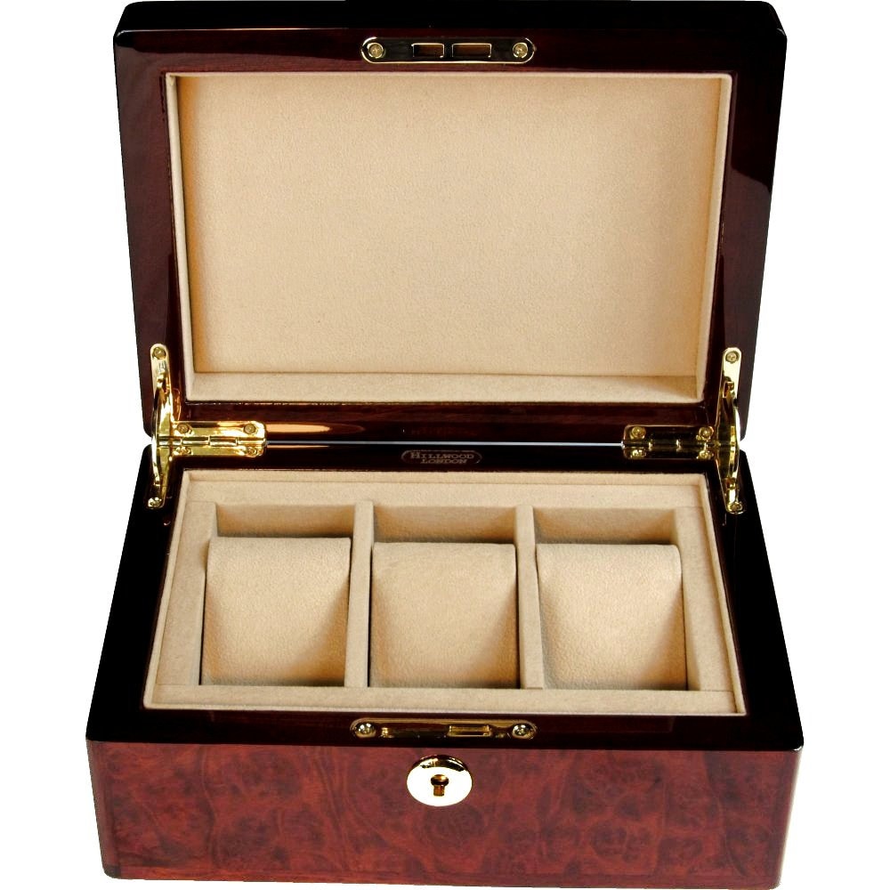 Makah Burl Wood 3 Watch Display Case -handcrafted Men's Accessory Box ...
