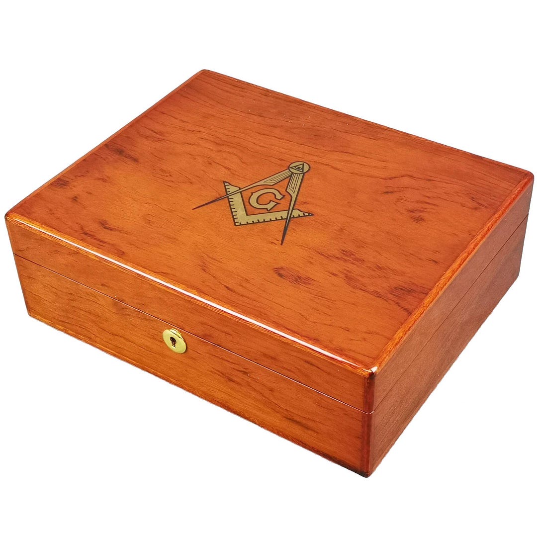 Rosewood Masonic Jewelry Box With Lock & Tray- Elegant Gift for Her ...