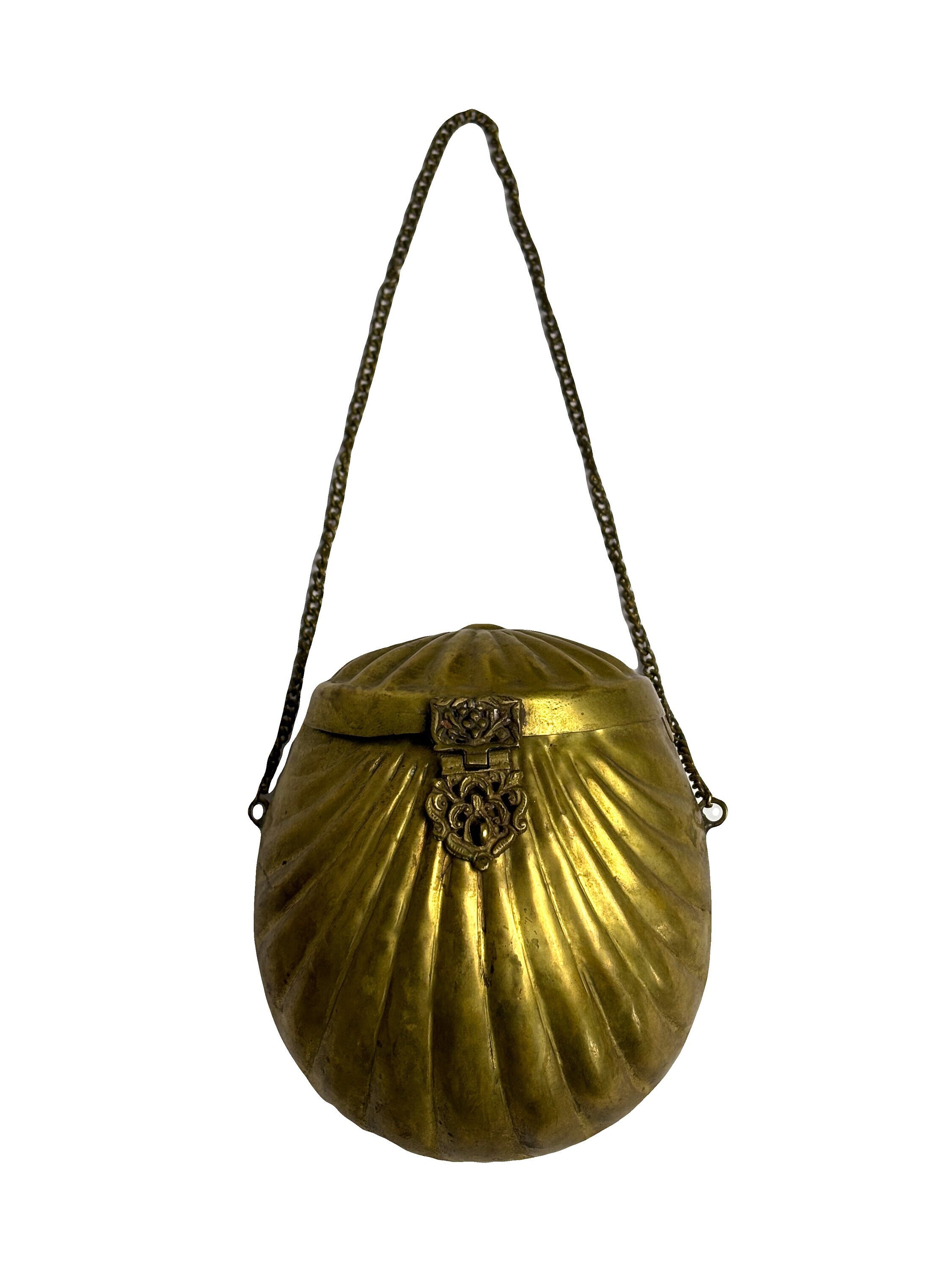 1940s Brass Clamshell Purse Royal Blue Lining - Etsy