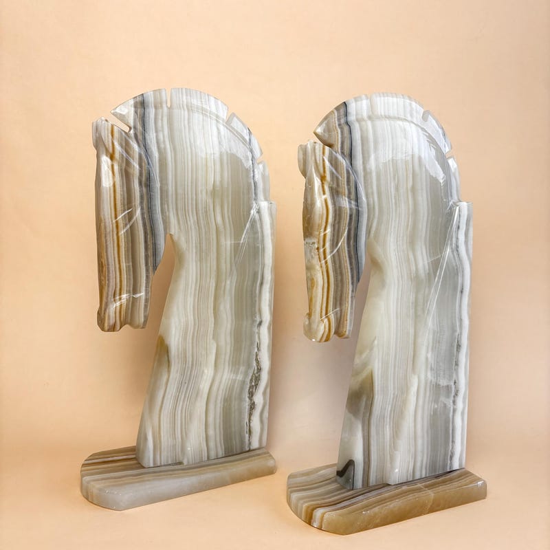 Bookends Horse Head Onyx - Etsy