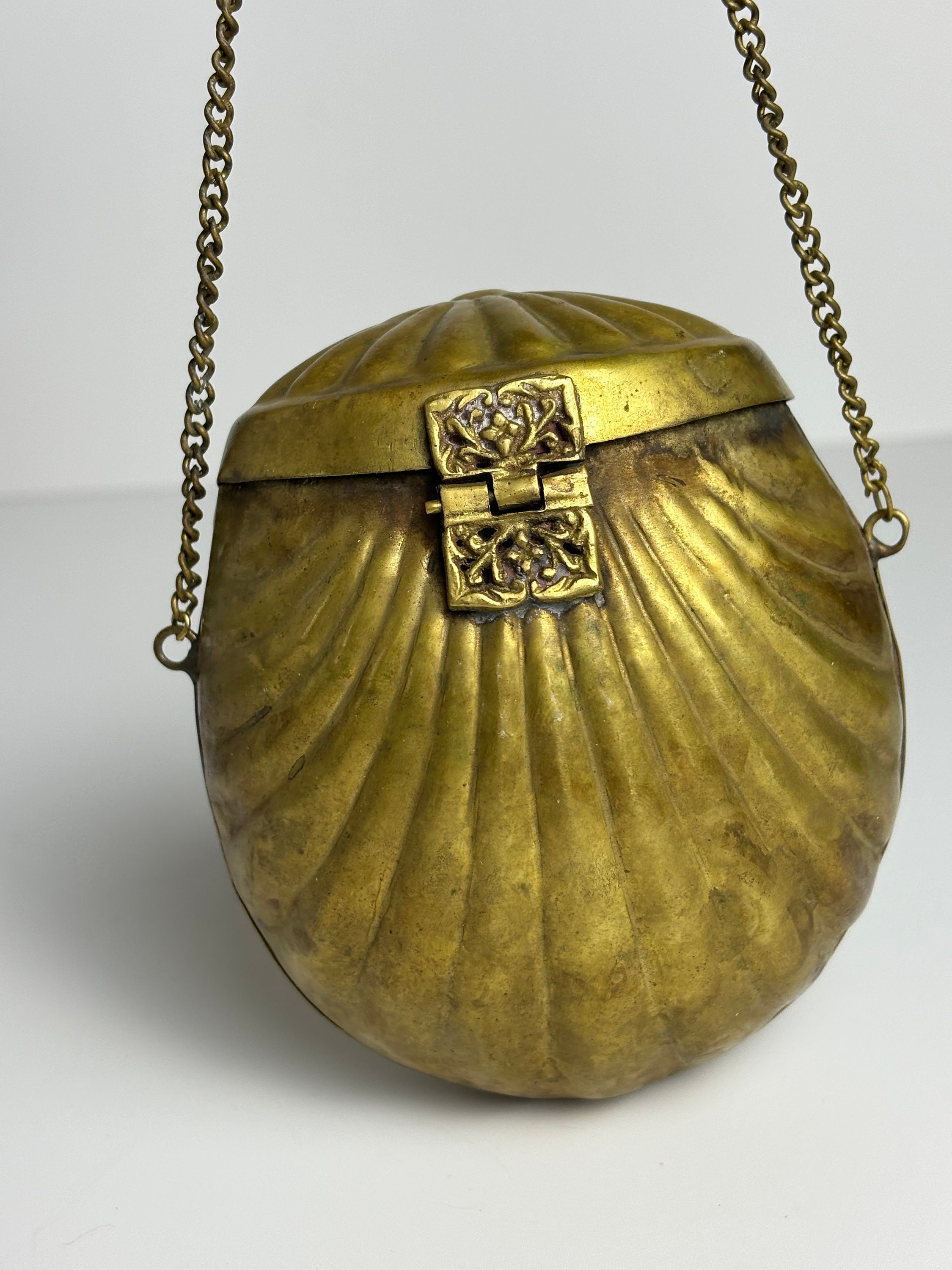 1940s Brass Clamshell Purse Royal Blue Lining - Etsy