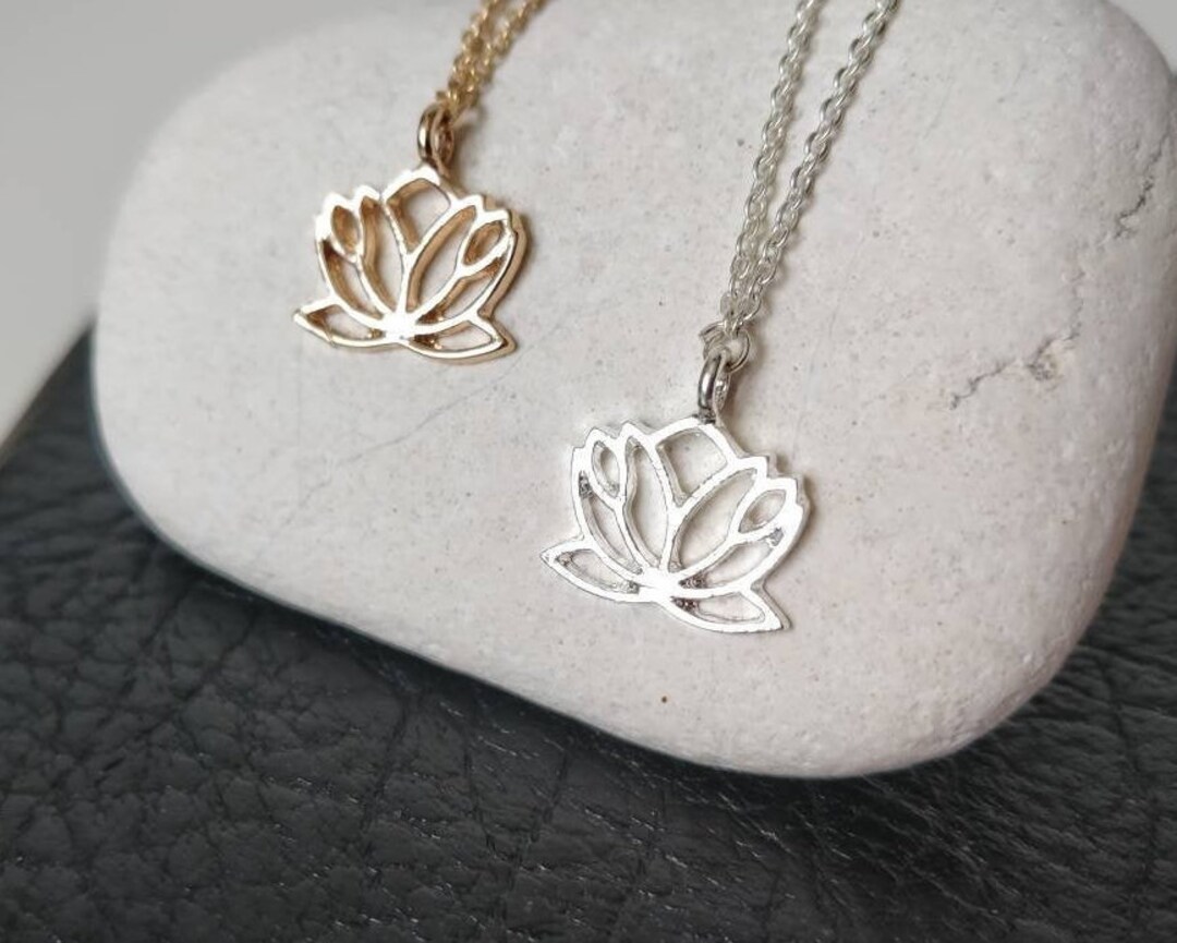 Lotus Necklace, Silver Lotus Flower, Gold Lotus Pendant, Flower ...