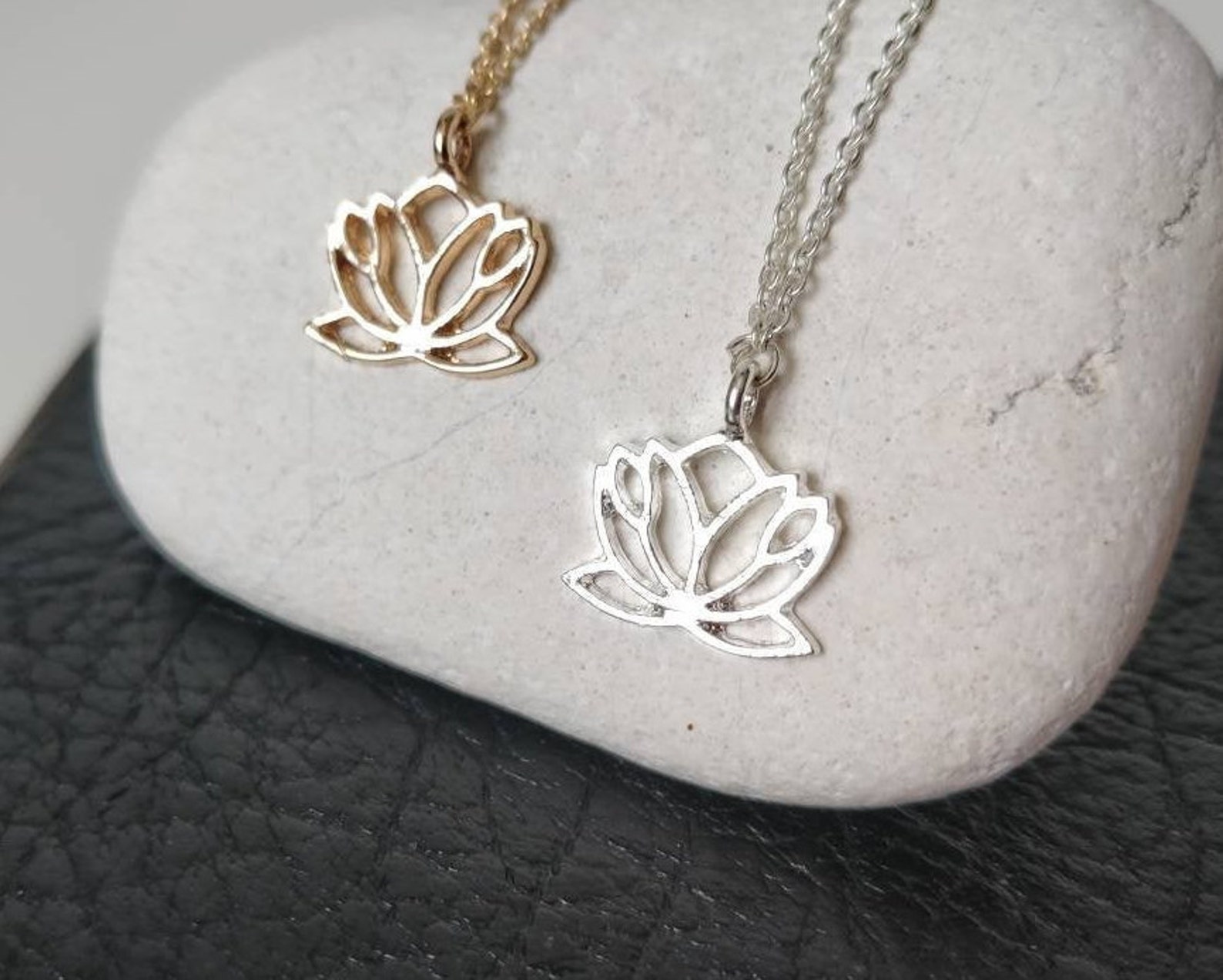 Lotus Necklace, Silver Lotus Flower, Gold Lotus Pendant, Flower ...