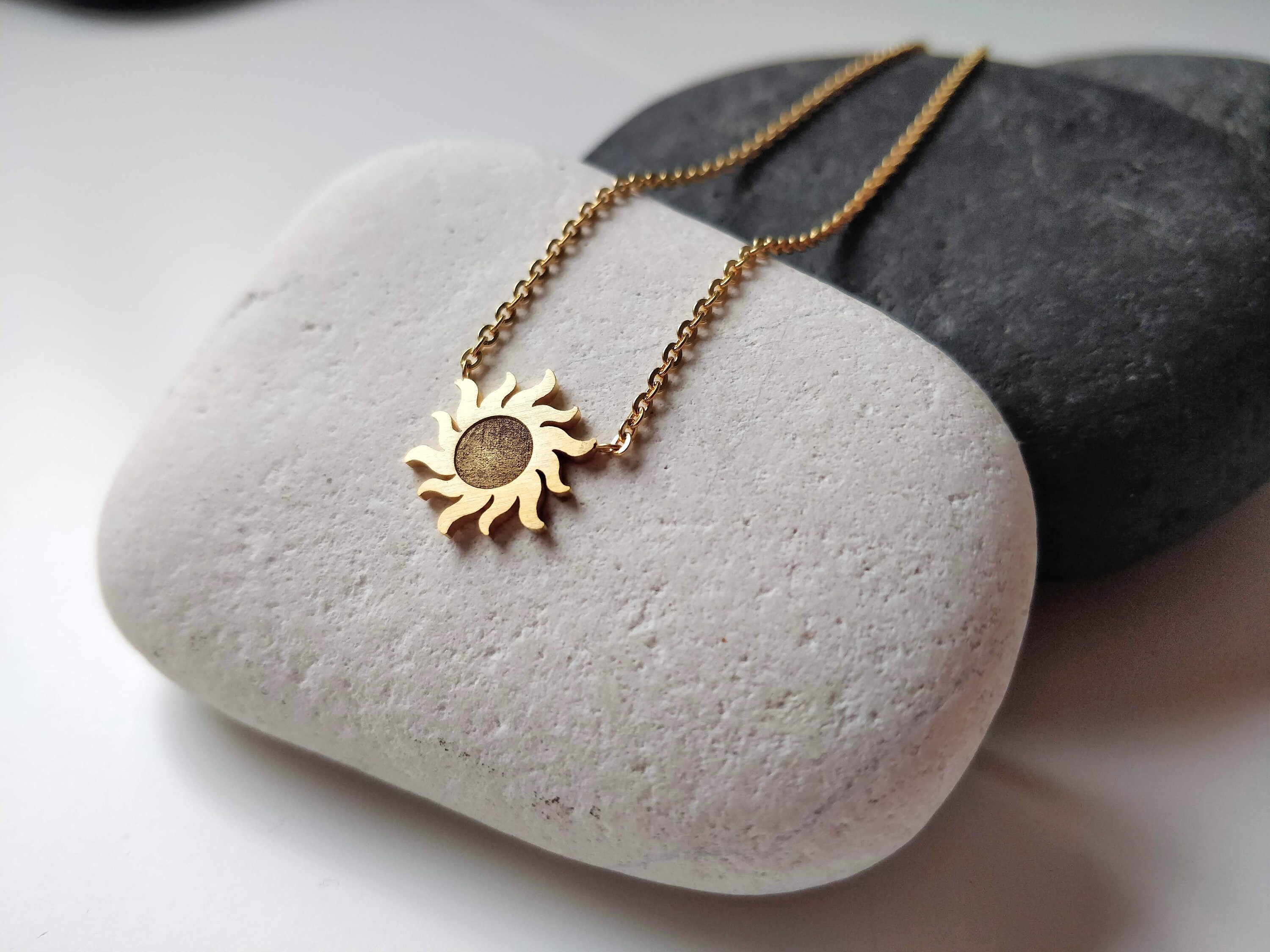 Gold Sun Necklace, Sunshine Necklace, Sunburst Necklace, Celestial ...