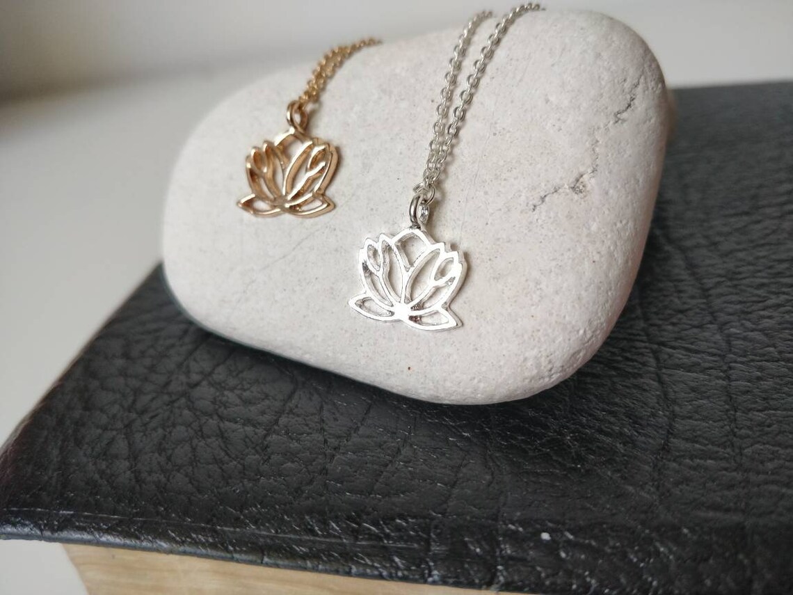 Lotus necklace Silver lotus Flower Gold lotus pendant | Etsy