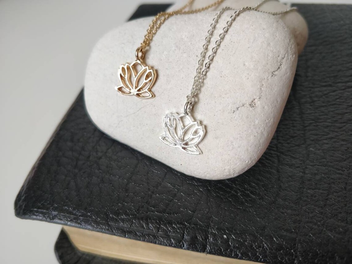 Lotus necklace Silver lotus Flower Gold lotus pendant | Etsy