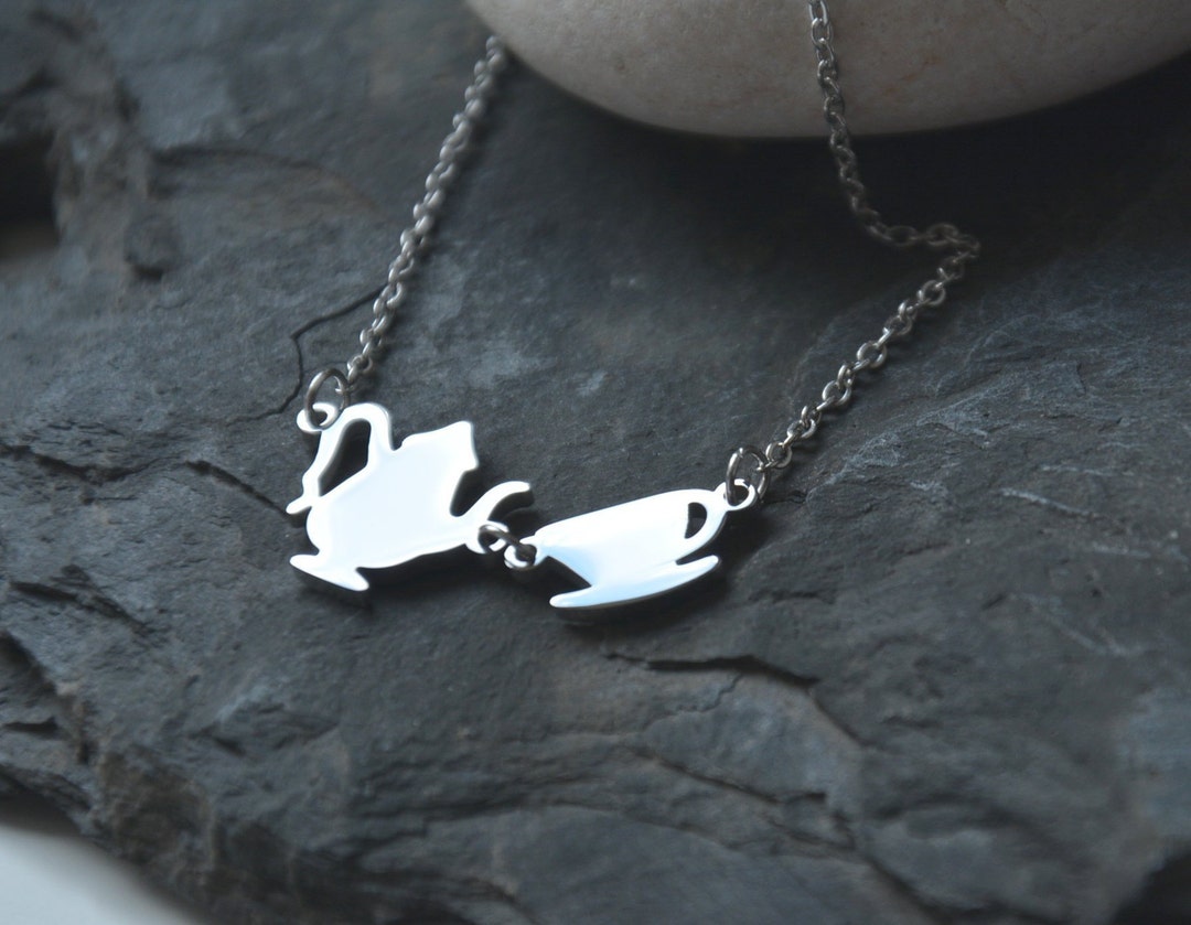 Teacup Necklace, Silver Tea Cup Pendant, Coffee Lover Gift, Barista ...