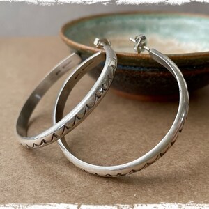 Native American Sterling Silver Open Hoop Earrings by Artist Ben Tahe ...