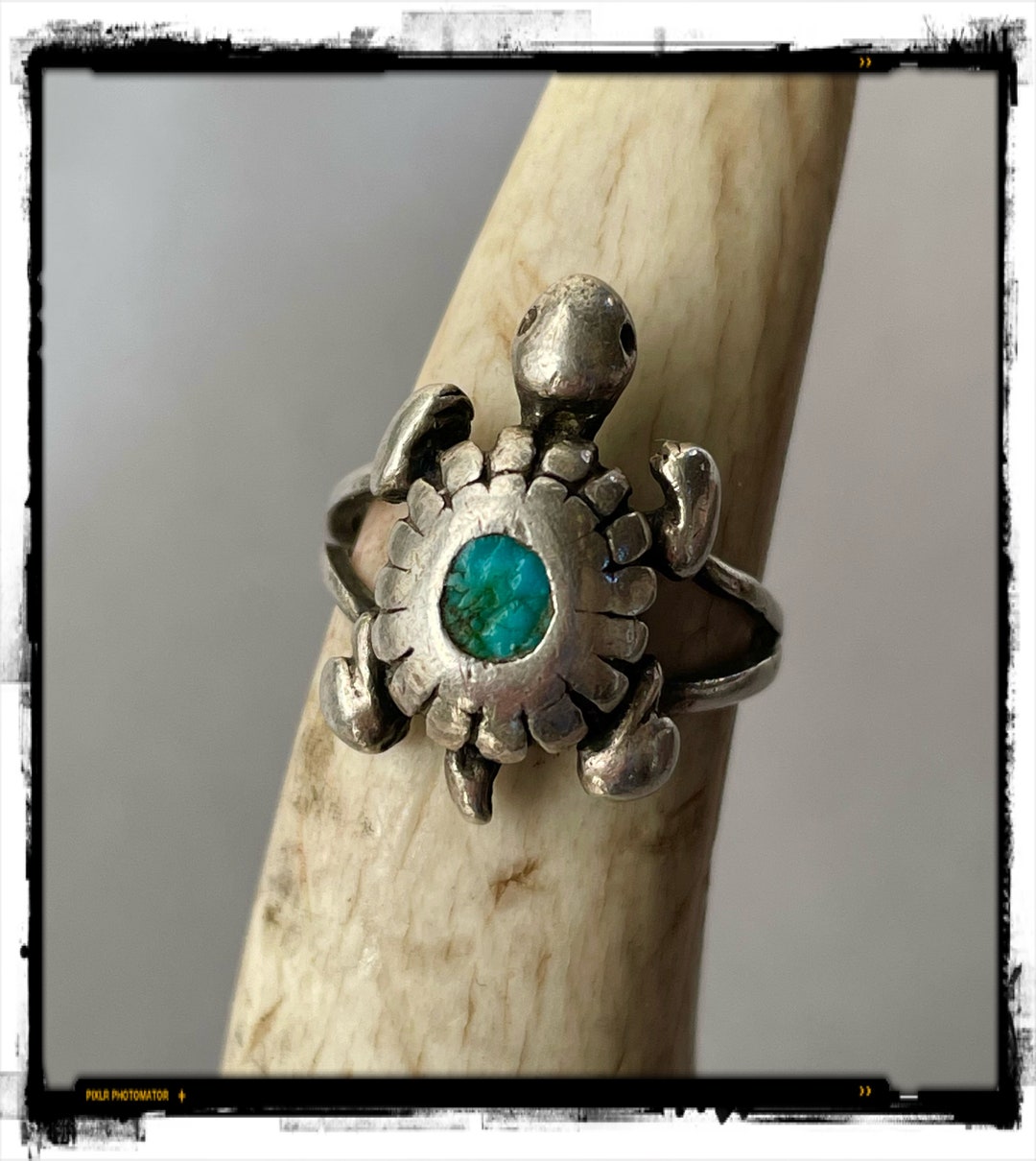 Vintage Native American Small Turtle Ring With Turquoise Size 3 1/2 - Etsy