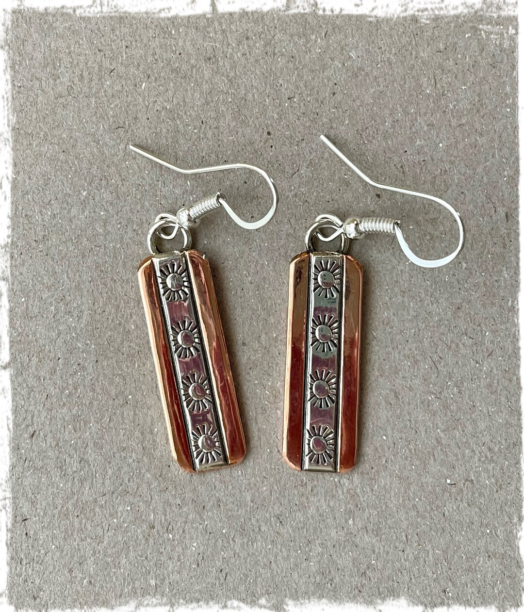 Native American Silver and Copper Earrings by Artist Sylvana Apache - Etsy