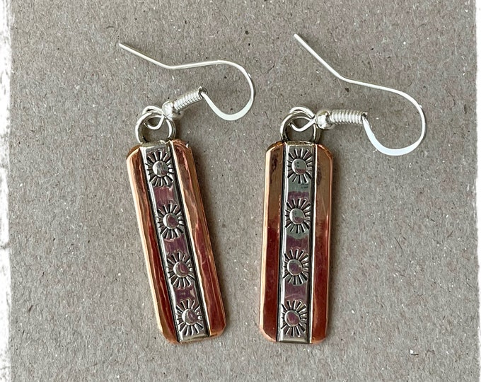 Native American Silver and Copper Earrings by Artist Sylvana Apache - Etsy