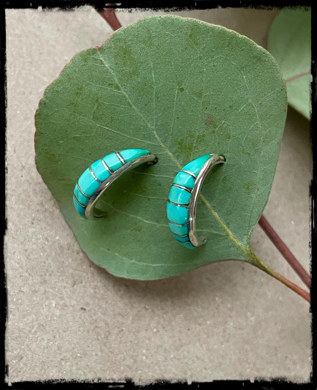 Vintage Native American Turquoise Inlay Earrings (signed) - Etsy