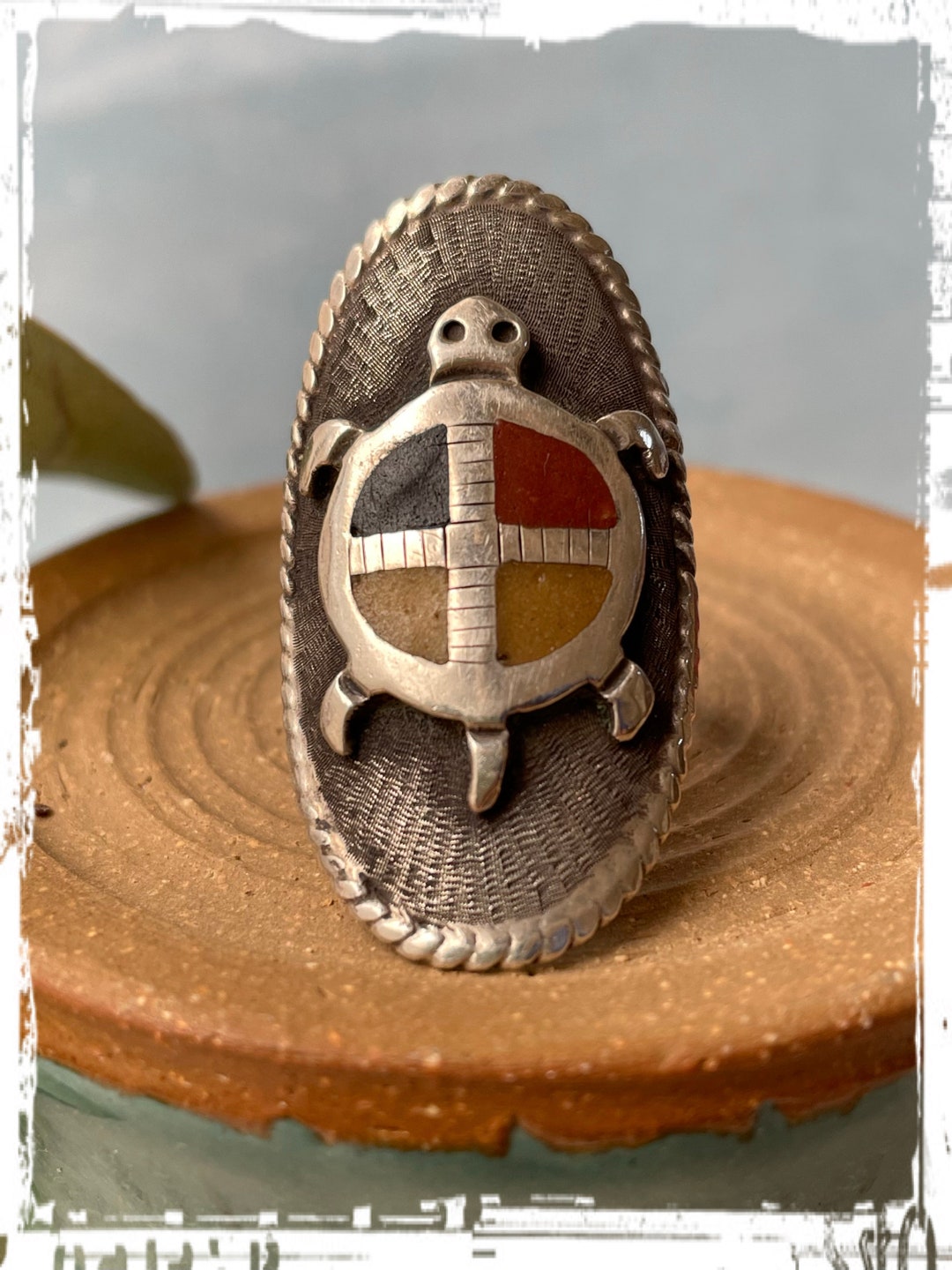 Vintage Native American Inlay Ring With Turtle Signed Size 8 - Etsy