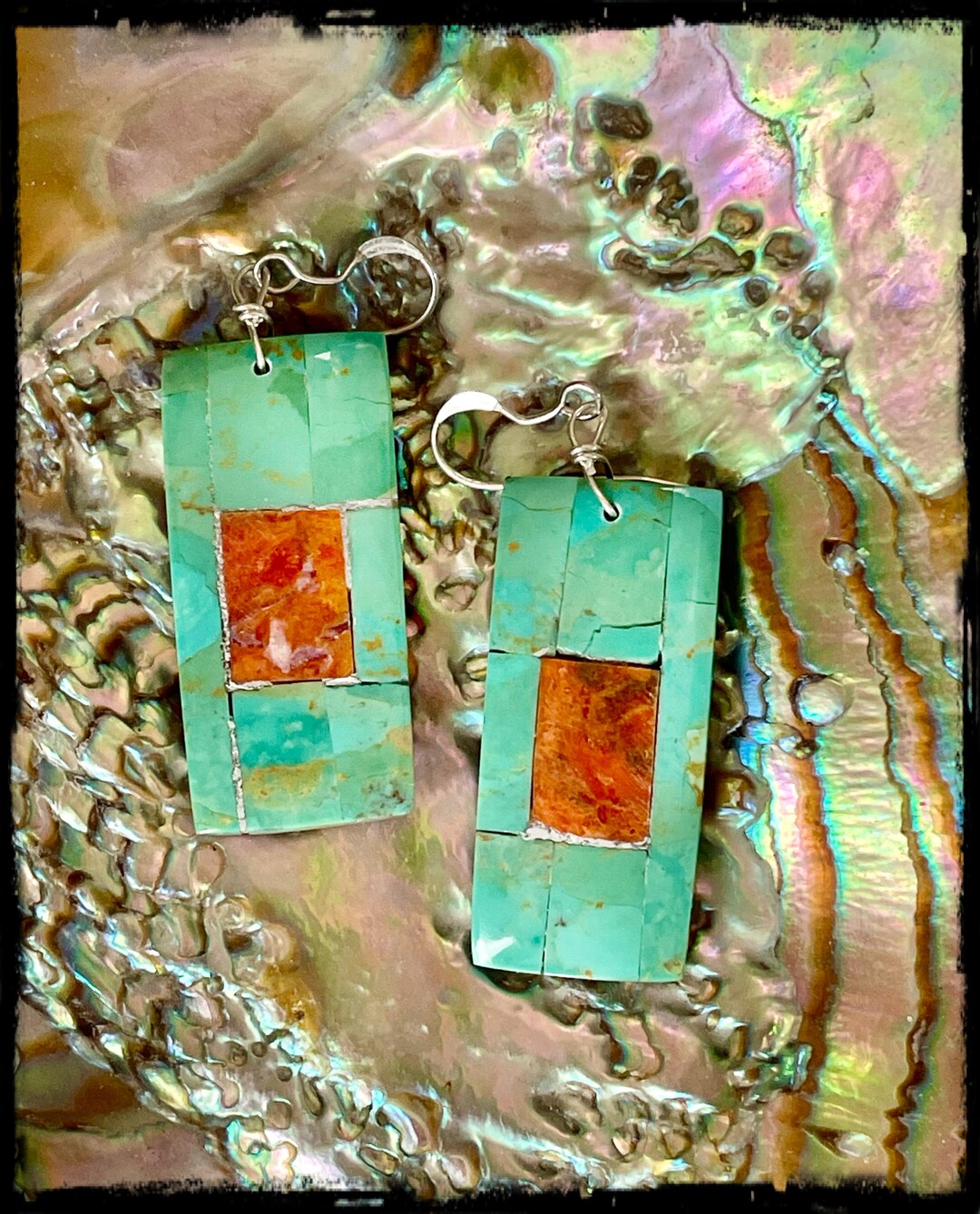 Native American Mosaic Inlay Earrings by Artist Torevia Crespin ...
