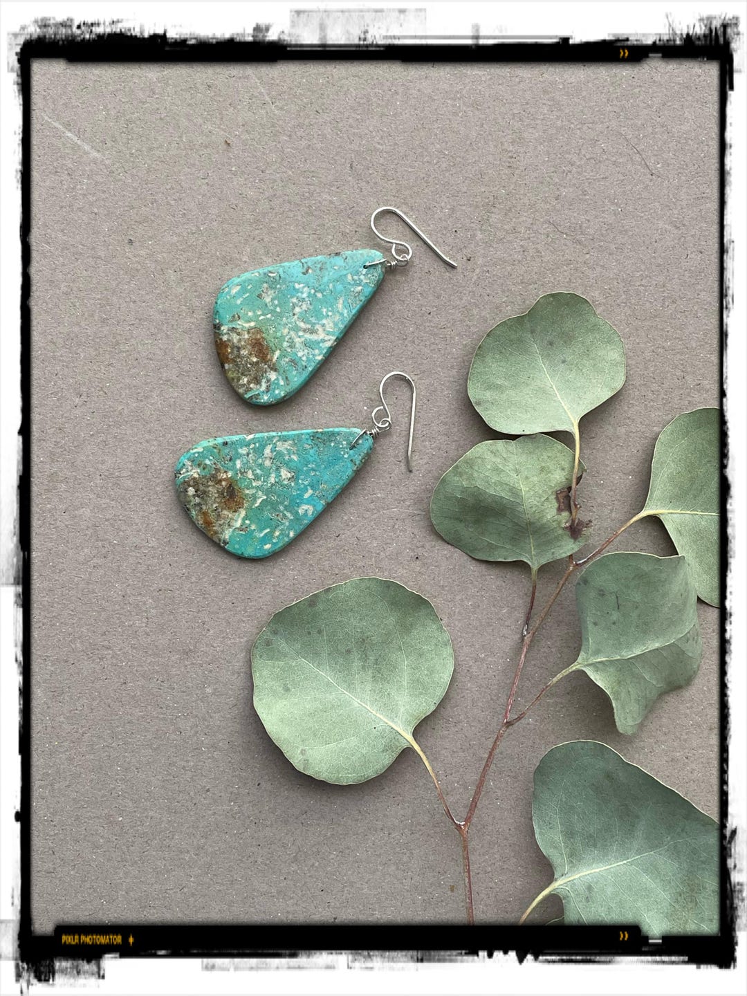 Native American Turquoise Slab Earrings by Artist Ronald Chavez - Etsy