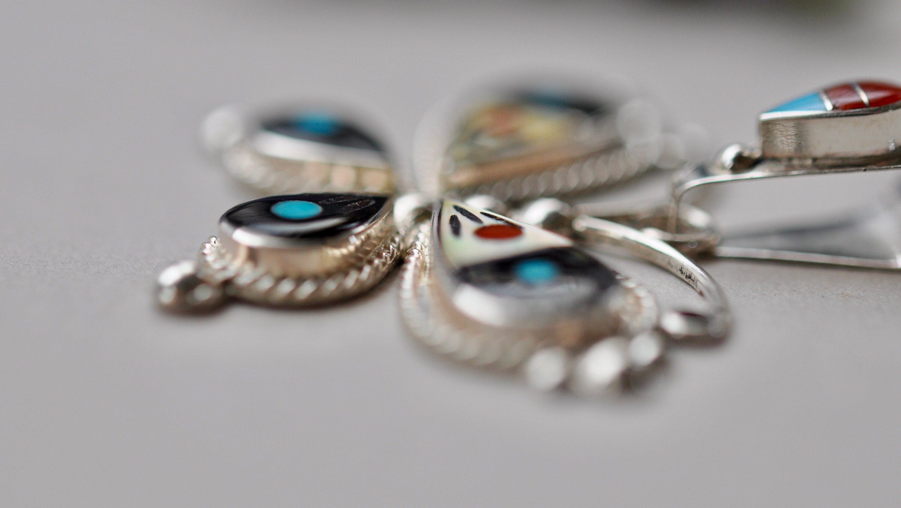 Native American Micro Inlay Butterfly Pendant by Artist Lyndon Ahiyite ...