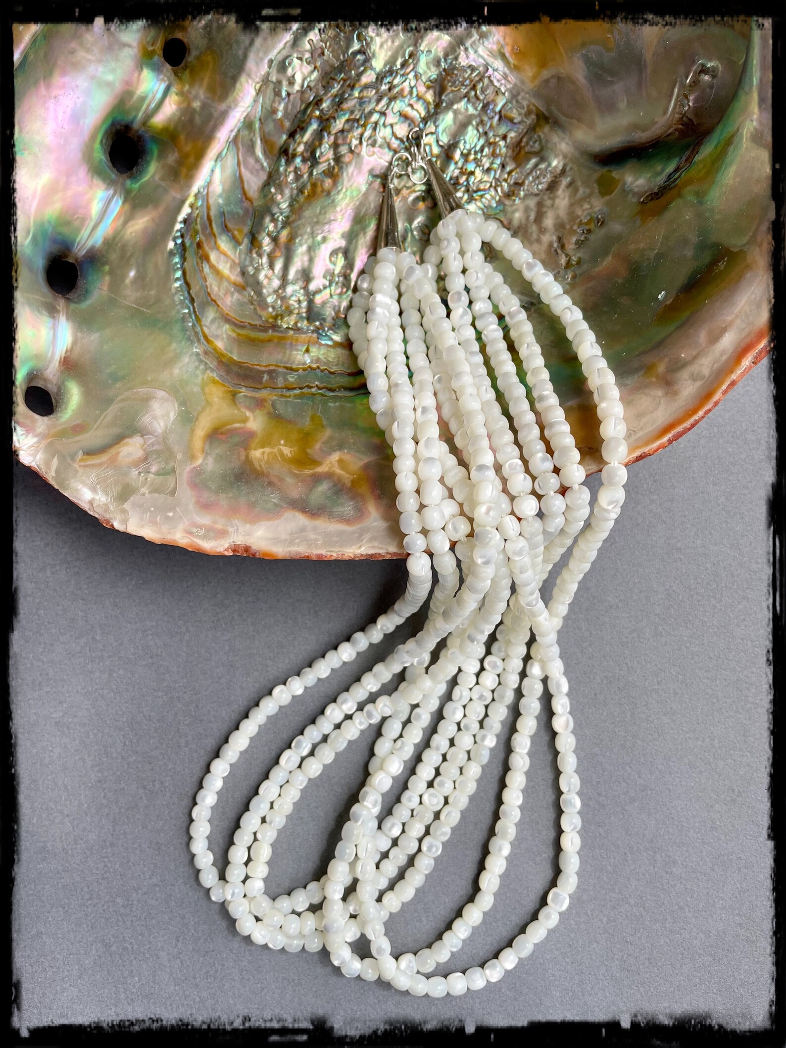 Native American Multi Strand Sphere Mother of Pearl Necklace by Artist ...