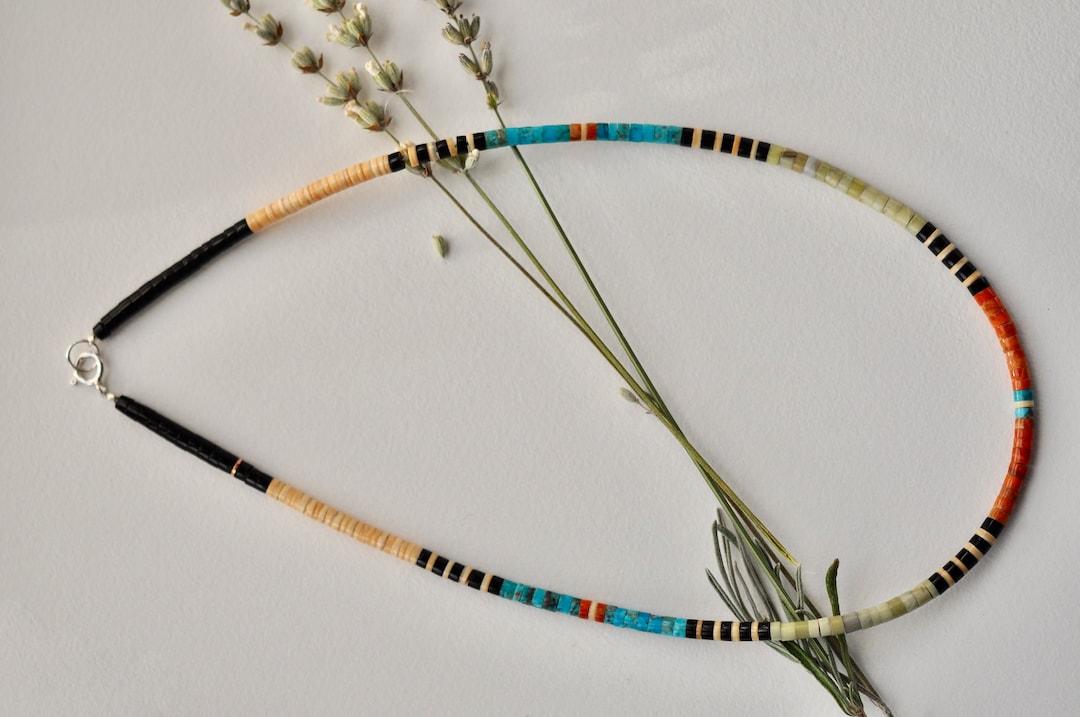 Native American Heishi Necklace by Artists M & G Calabaza - Etsy