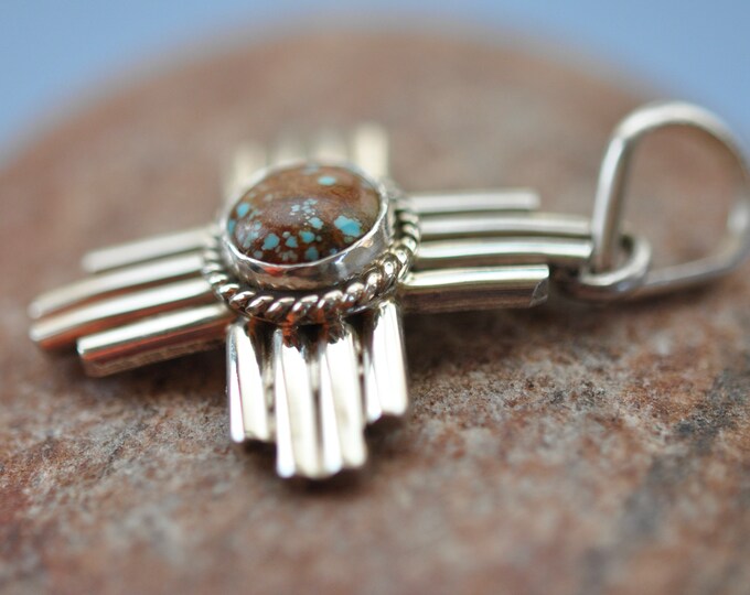 Native American Robert Yellowhorse Zia Symbol Pendant With Turquoise - Etsy
