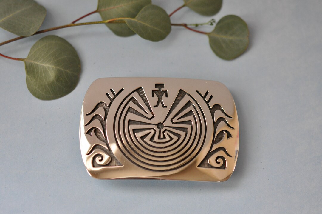 Vintage Native American Sterling Silver Hopi Belt Buckle by Artist W.A ...