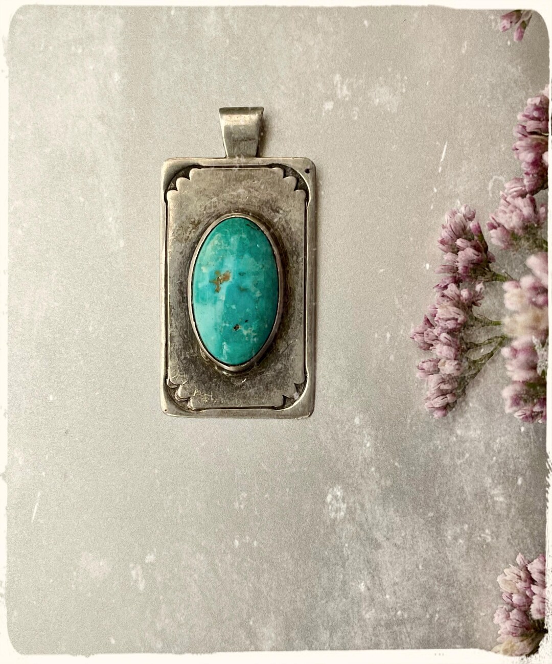 Vintage Native American Silver Pendant With Turquoise by Artist Dennis ...
