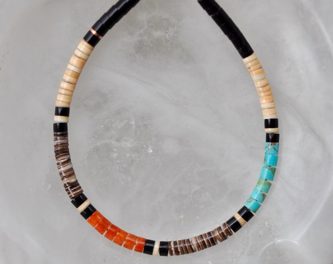 Native American Heishi Bracelet by Artist Mary Calabaza (brown) 7" - Etsy