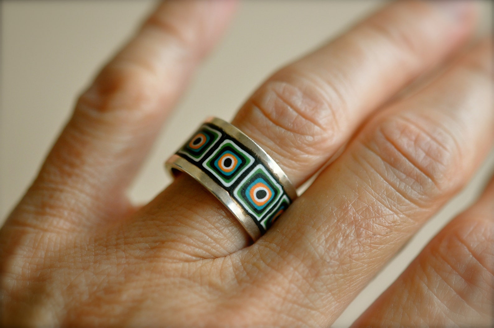 Sterling Silver and Polymer Clay Ring Size 7 | Etsy