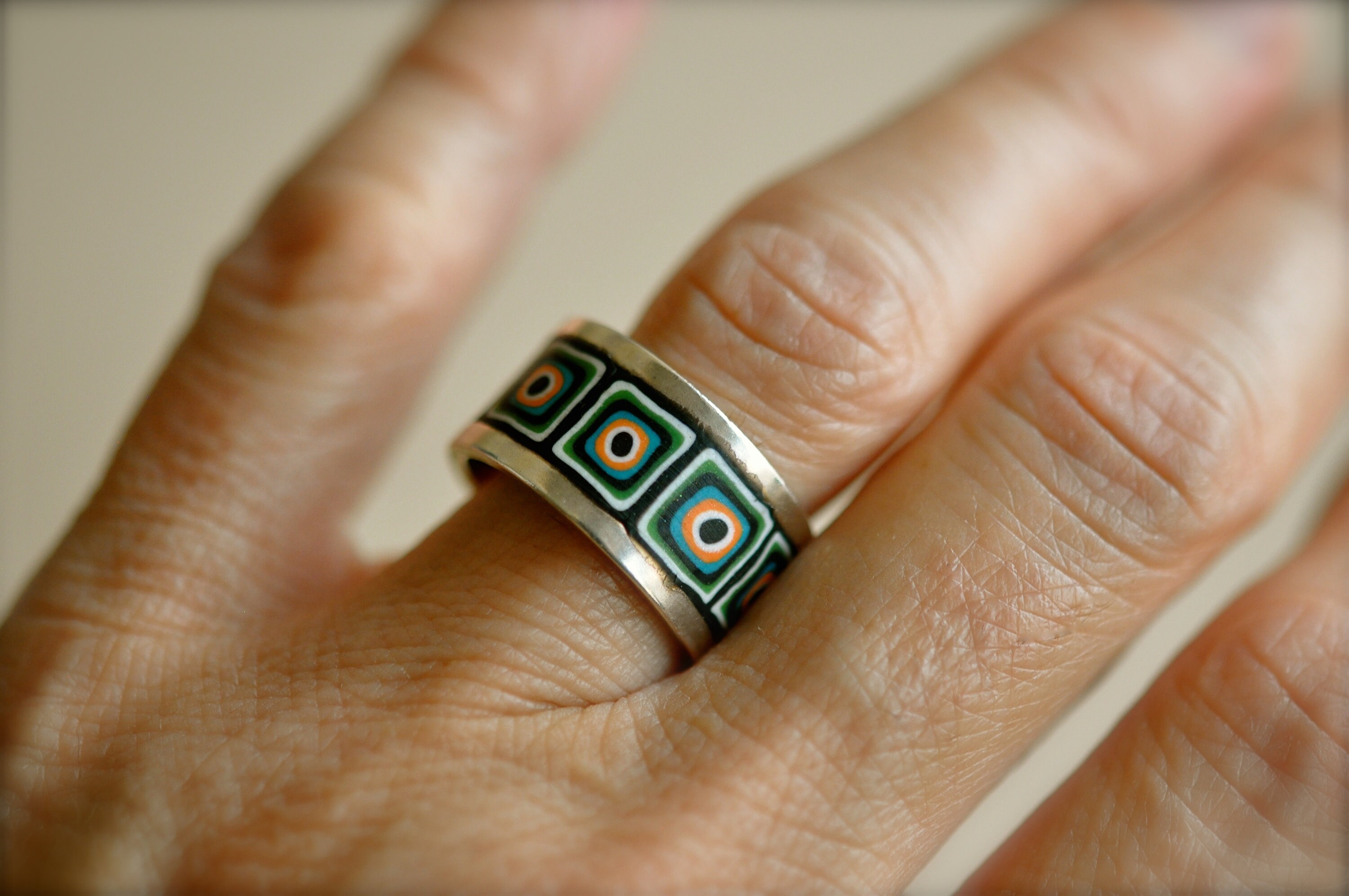 Sterling Silver and Polymer Clay Ring Size 7 | Etsy