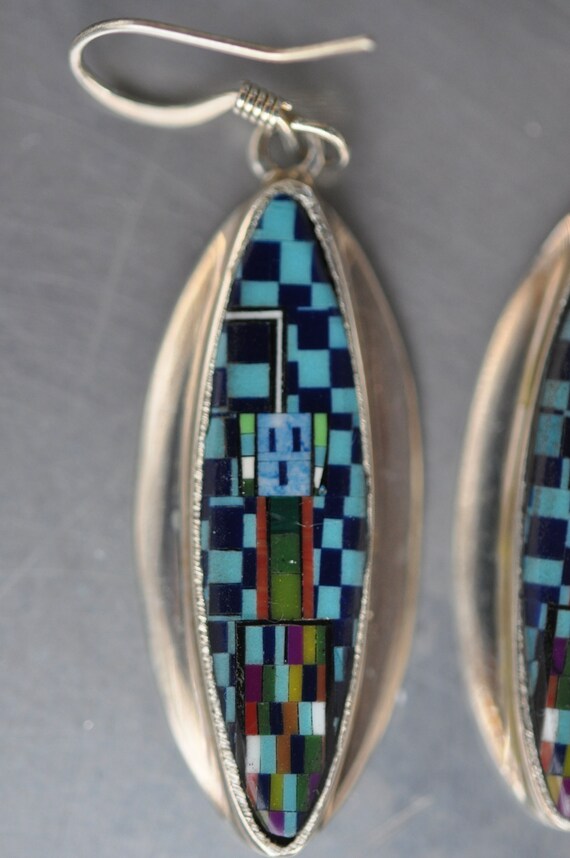 Vintage Native American micro inlay earrings multi st… - Gem
