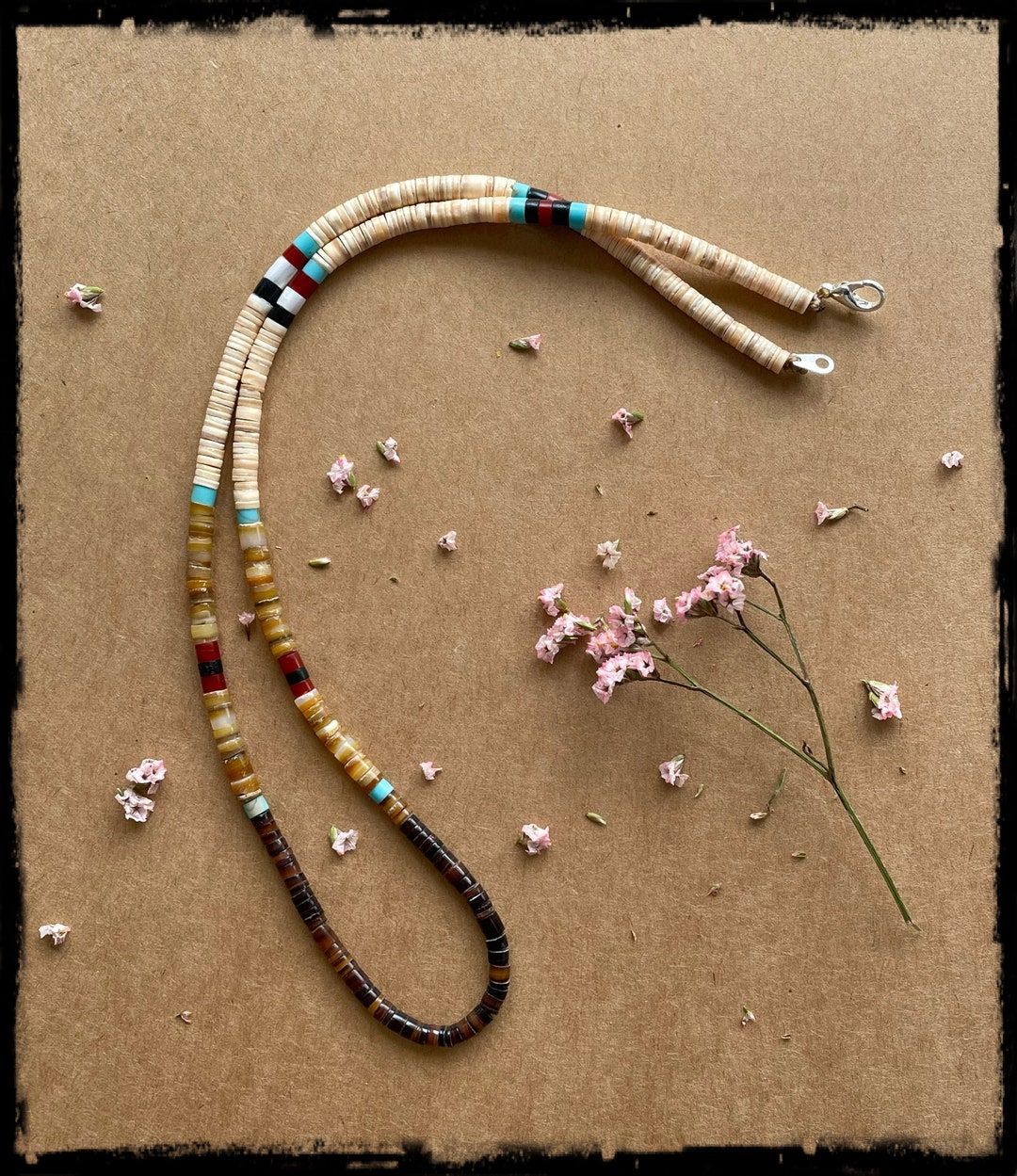 Native American Heishi Necklace With Multi Stone by Artist Alexandria ...