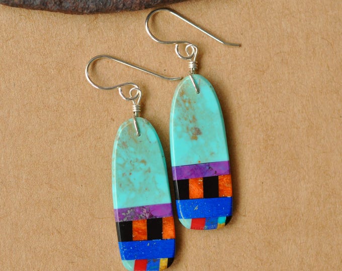 Native American Slab Earrings With Layered Inlay by Artist Ronald ...