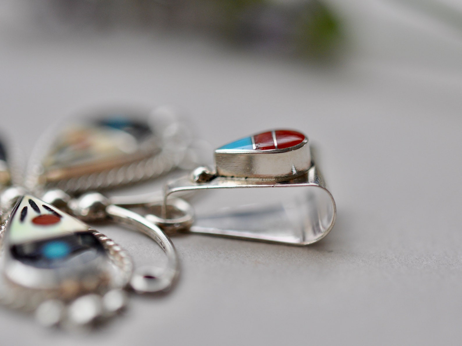 Native American Micro Inlay Butterfly Pendant by Artist Lyndon Ahiyite ...