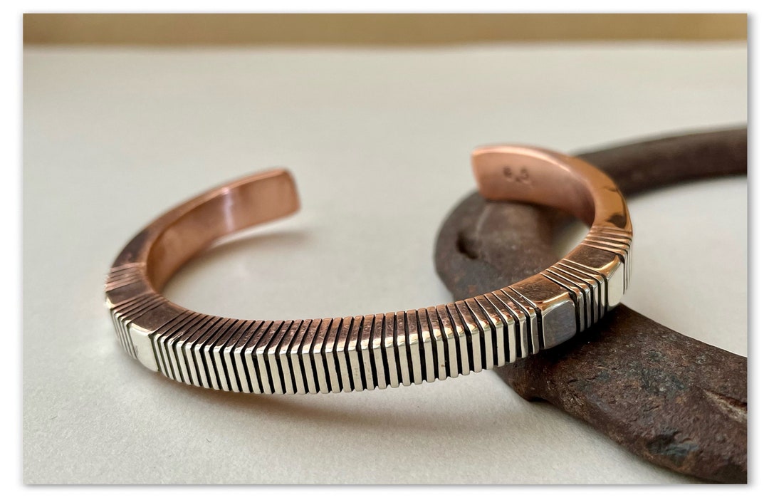 Native American Sterling Silver & Copper Cuff by Artist Jonathan Nez - Etsy