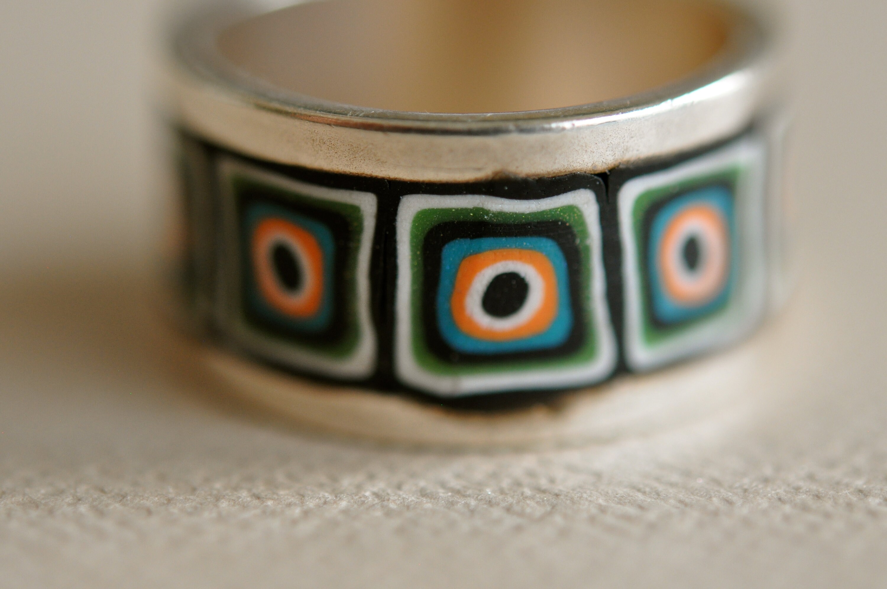 Sterling Silver and Polymer Clay Ring Size 7 | Etsy